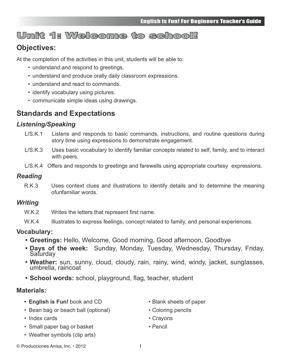 AI-L000G English is fun! For Beginners (Teacher’s Guide) – Tienda ANISA